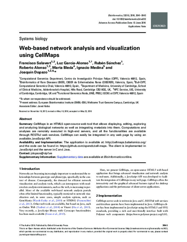 (PDF) Web-based network analysis and visualization using CellMaps