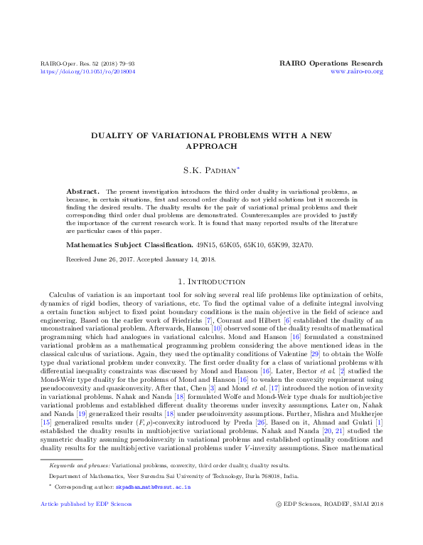 (PDF) Duality of variational problems with a new approach