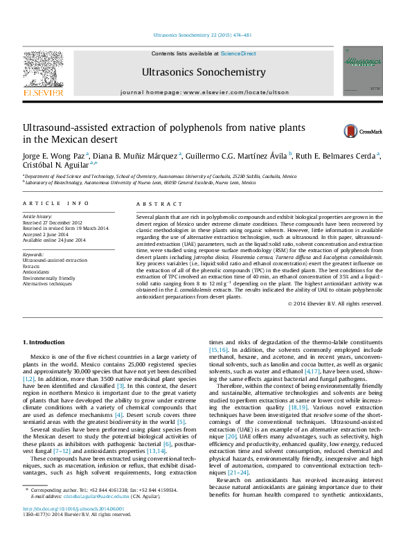 (PDF) Ultrasound-assisted extraction of polyphenols (flavanone glycosides) from orange (Citrus ...