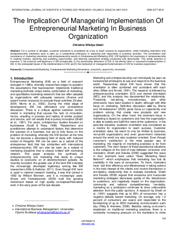(PDF) The Implication Of Managerial Implementation Of Entrepreneurial ...