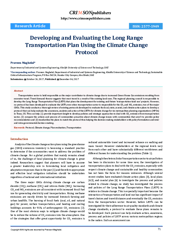 (PDF) Developing and Evaluating the Long Range Transportation Plan ...