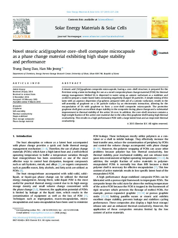 (PDF) Novel stearic acid/graphene core–shell composite microcapsule as ...