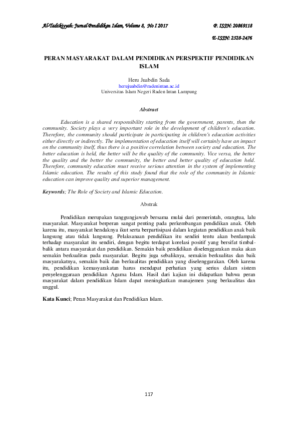 (PDF) Peran Masyarakat Dalam Pendidikan perspektif Pendidikan Islam