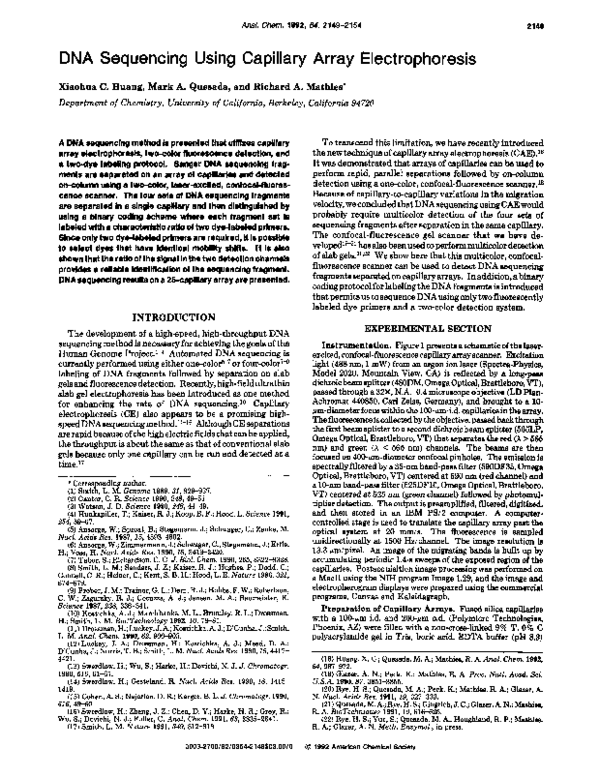 (PDF) DNA sequencing using capillary array electrophoresis