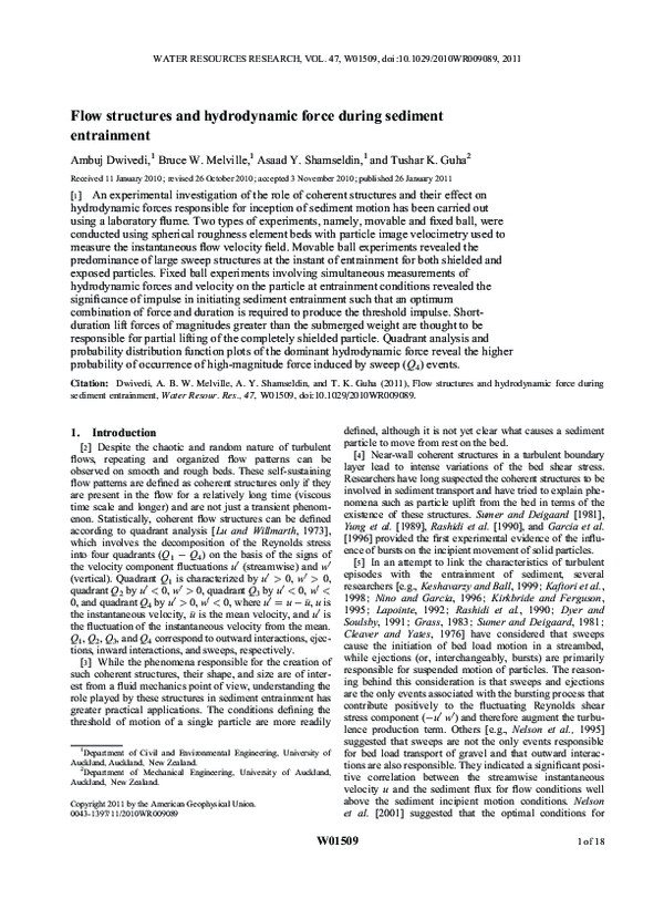 (PDF) Flow structures and hydrodynamic force during sediment entrainment