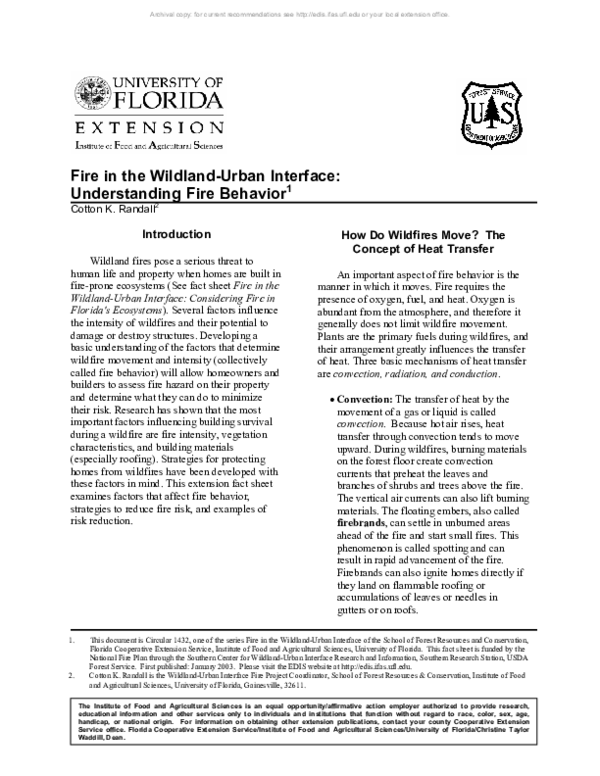 (PDF) Fire in the Wildland-Urban Interface: Understanding Fire Behavior
