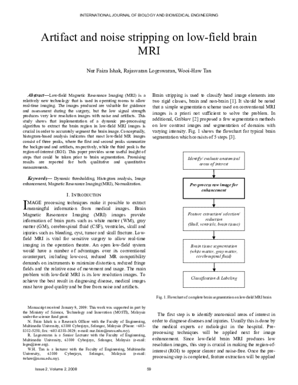 (PDF) Artifact and noise stripping on low-field brain MRI