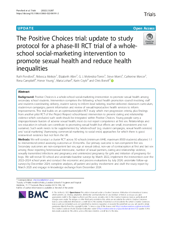 (PDF) The Positive Choices trial: update to study protocol for a phase ...