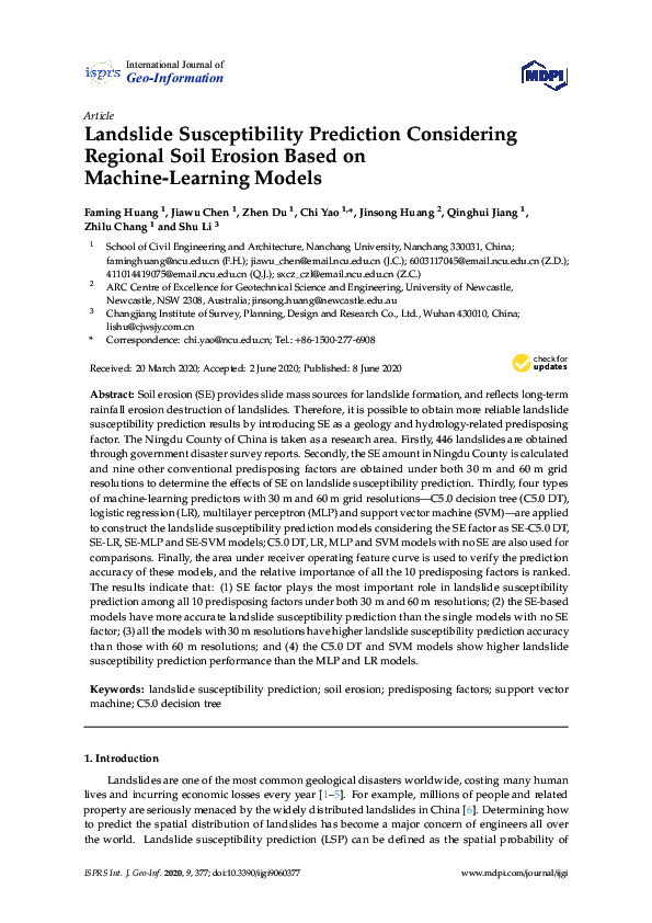 (PDF) Landslide Susceptibility Prediction Considering Regional Soil Erosion Based on Machine ...