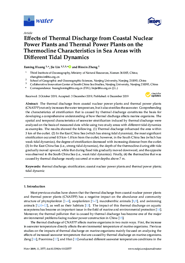 (PDF) Effects of Thermal Discharge from Coastal Nuclear Power Plants ...