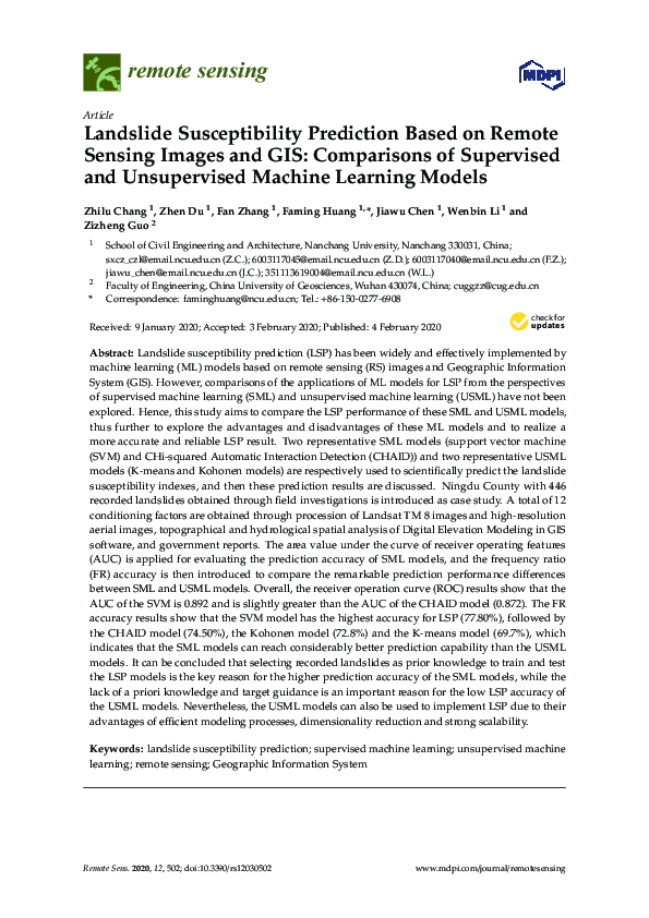 (PDF) Landslide Susceptibility Prediction Based on Remote Sensing Images and GIS: Comparisons of ...
