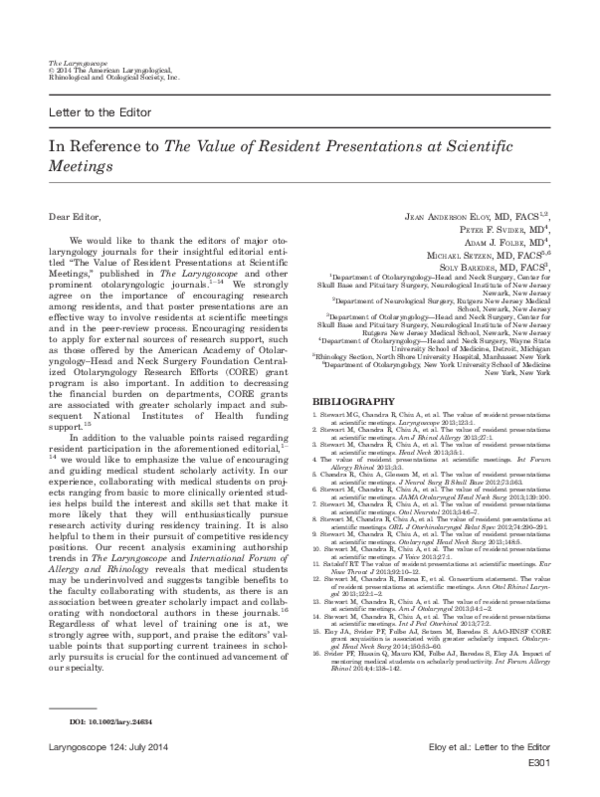 (PDF) In reference to “The value of resident presentations at ...