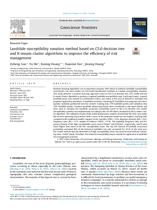 (PDF) Landslide susceptibility zonation method based on C5.0 decision tree and K-means cluster ...