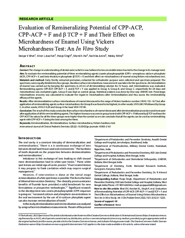 (PDF) Evaluation of Remineralizing Potential of CPP-ACP, CPP-ACP + F and β TCP + F and Their ...