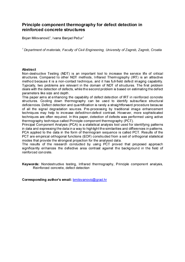Pdf Principle Component Thermography For Defect Detection In