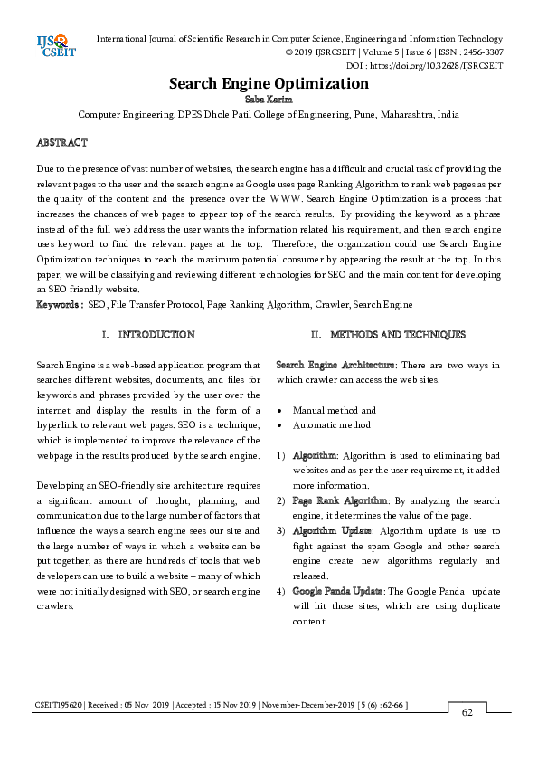 (PDF) Search Engine Optimization