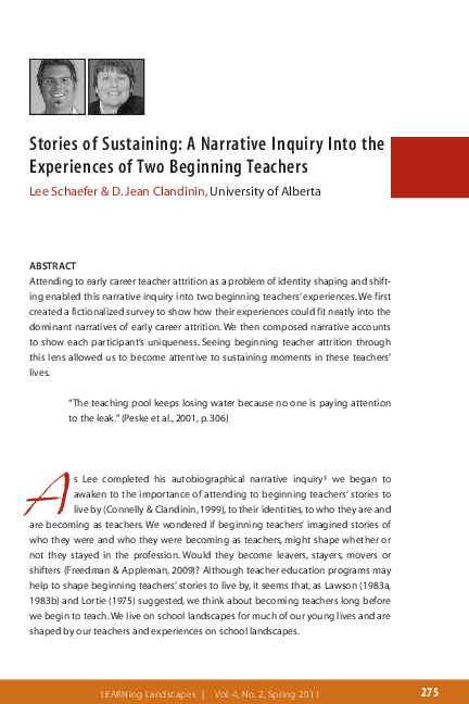 (PDF) Stories of Sustaining: A Narrative Inquiry Into the Experiences ...