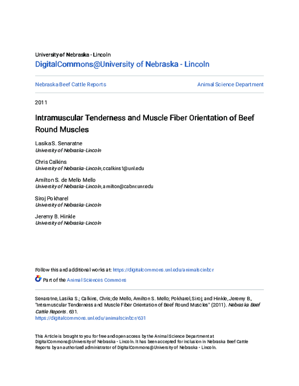 (PDF) Intramuscular Tenderness and Muscle Fiber Orientation of Beef ...