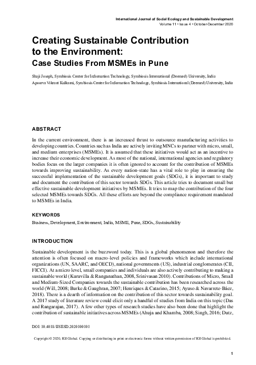 (PDF) Creating Sustainable Contribution to the Environment
