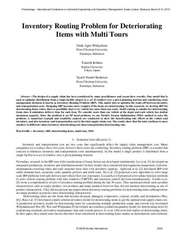 (PDF) Inventory Routing Problem for Deteriorating Items with Multi Tours Gede