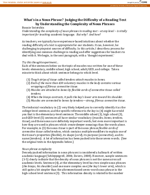 (PDF) What's in a noun phrase? Judging the difficulty of a reading text by understanding the ...