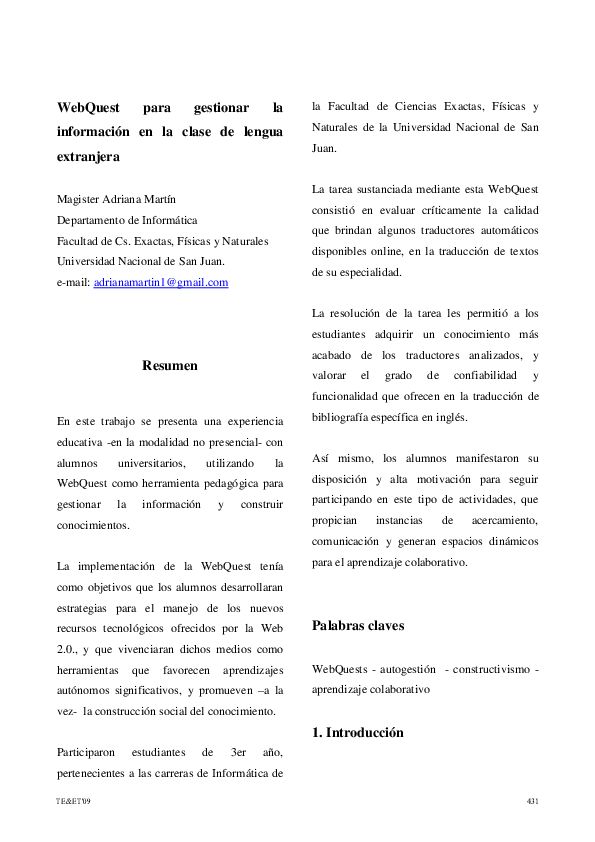 (PDF) WebQuest para gestionar la información en la clase de lengua extranjera