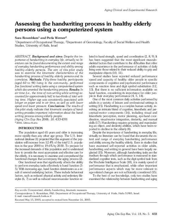 (PDF) Assessing the handwriting process in healthy elderly persons ...