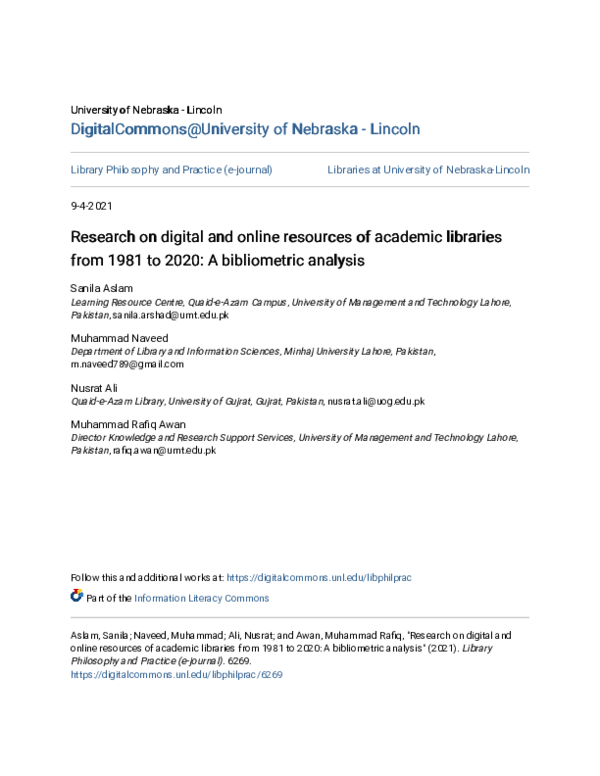 (PDF) Research on digital and online resources of academic libraries ...