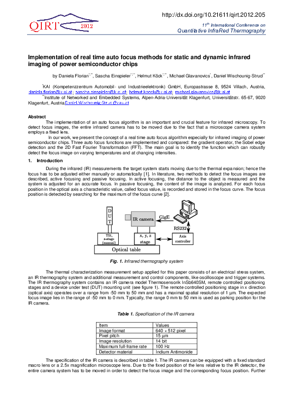 (PDF) Implementation of real time auto focus methods for static and dynamic infrared imaging of ...