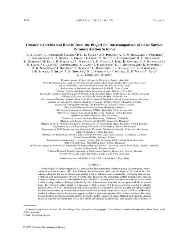 (PDF) The Project for Intercomparison of Land-surface Parameterization Schemes