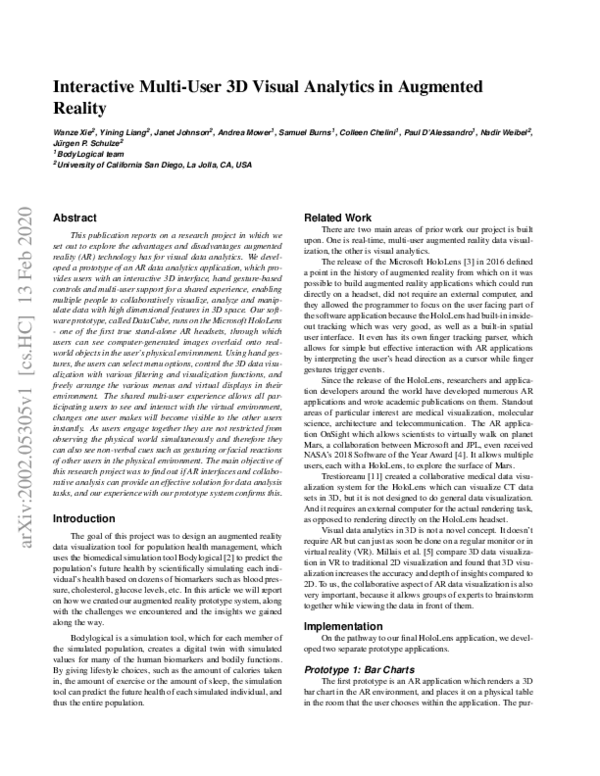 (PDF) Interactive Multi-User 3D Visual Analytics in Augmented Reality