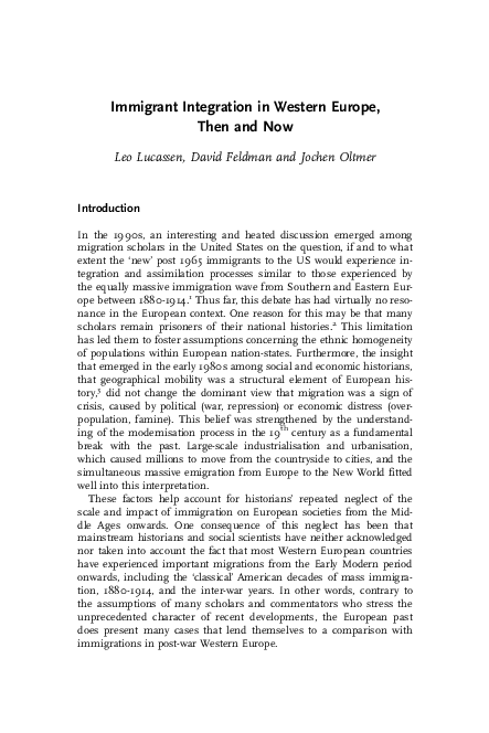 (PDF) Immigrant Integration in Western Europe, Then and Now