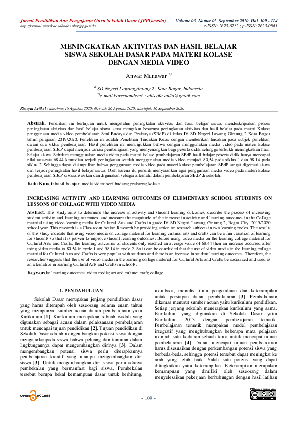 (PDF) Meningkatkan Aktivitas Dan Hasil Belajar Siswa Sekolah Dasar Pada Materi Kolase Dengan ...