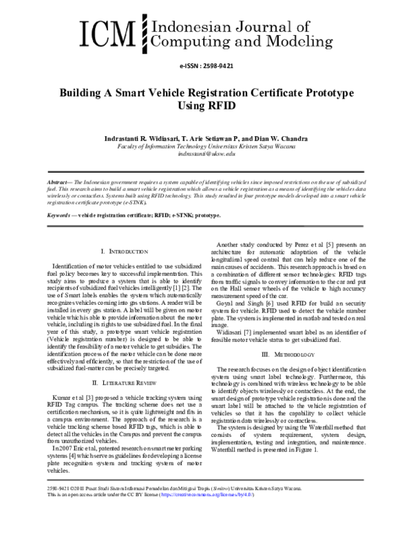 (PDF) Building A Smart Vehicle Registration Certificate Prototype Using ...