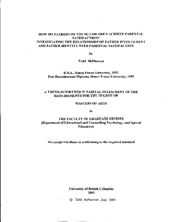 (PDF) How do fathers of young children achieve parental satisfaction ...