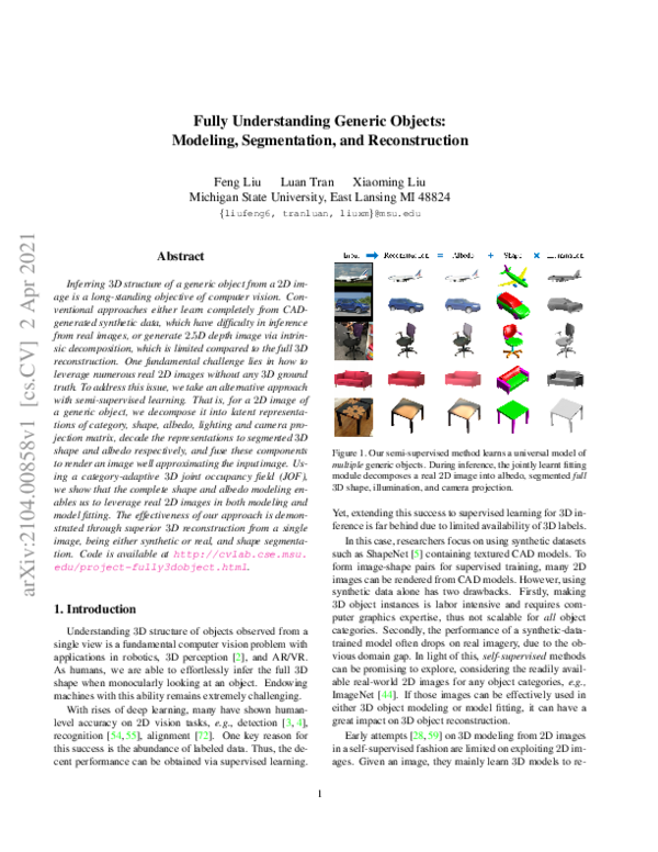 Pdf Fully Understanding Generic Objects Modeling Segmentation And Reconstruction Luan