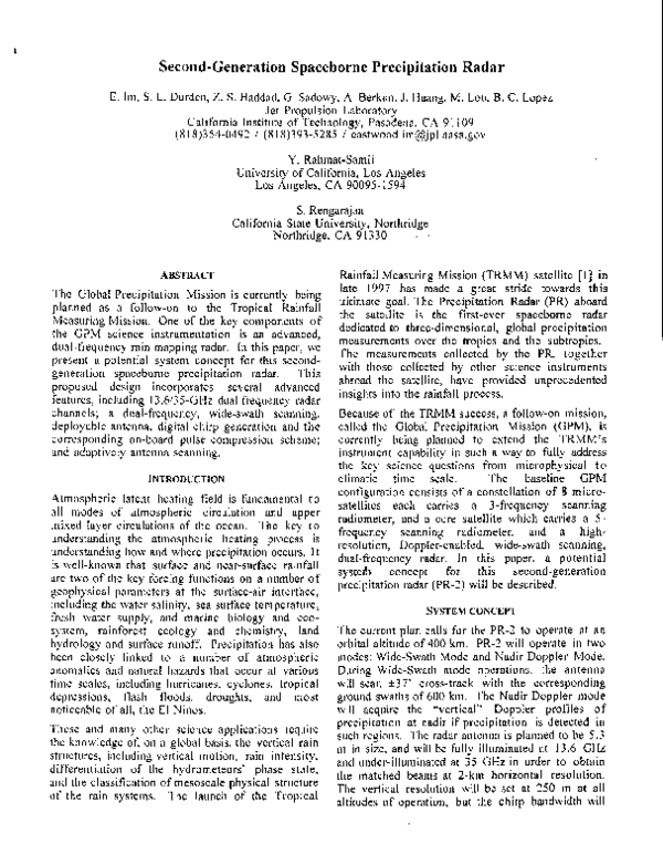 (PDF) Second-generation spaceborne precipitation radar