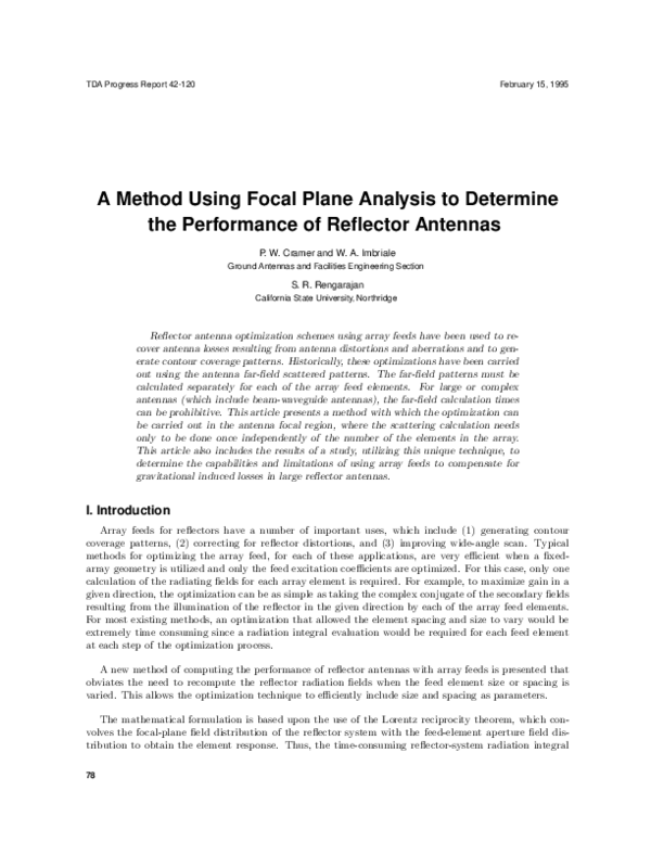 (PDF) A method using focal plane analysis to determine the performance of reflector antennas