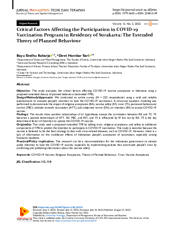 (PDF) Critical Factors Affecting the Participation in COVID-19 ...