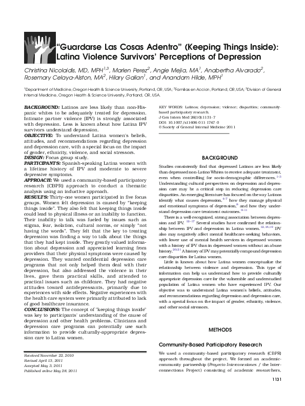 (PDF) “Guardarse Las Cosas Adentro” (Keeping Things Inside): Latina ...