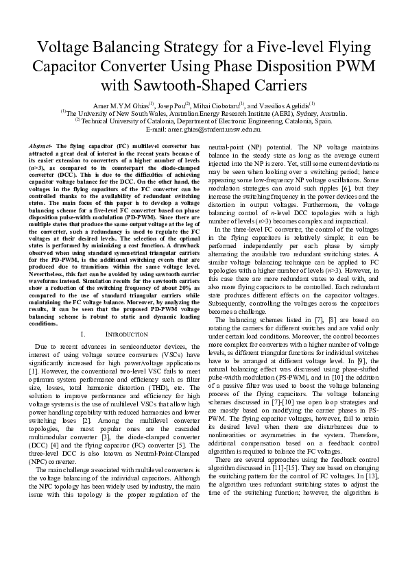 (PDF) Voltage balancing strategy for a five-level flying capacitor converter using phase ...