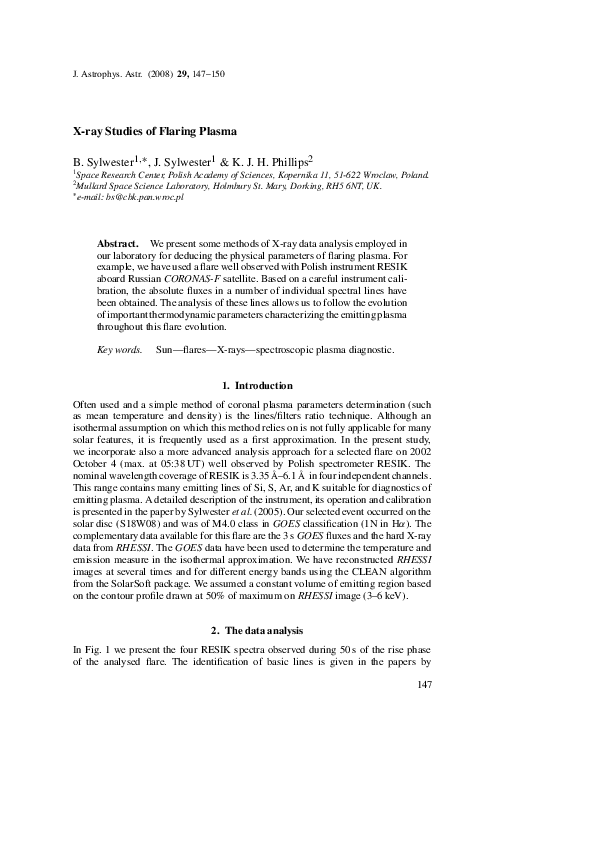 (PDF) X-ray studies of flaring plasma