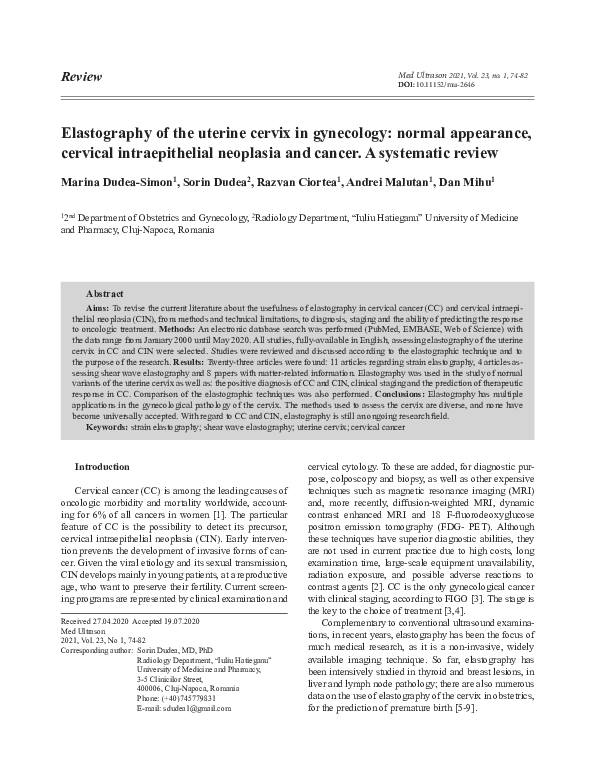 (PDF) Elastography of the uterine cervix in gynecology: normal ...