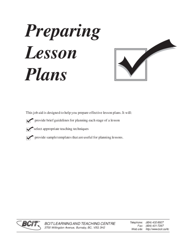 (PDF) Preparing Lesson Plans