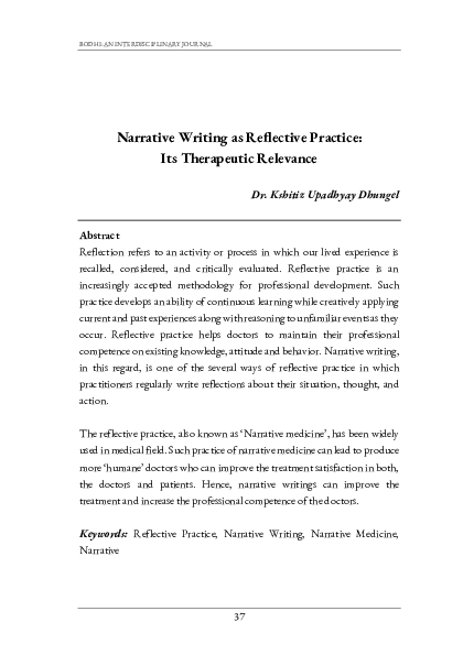 (PDF) Narrative Writing as Reflective Practice: Its Therapeutic Relevance