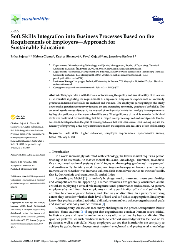 (PDF) Soft Skills Integration into Business Processes Based on the ...