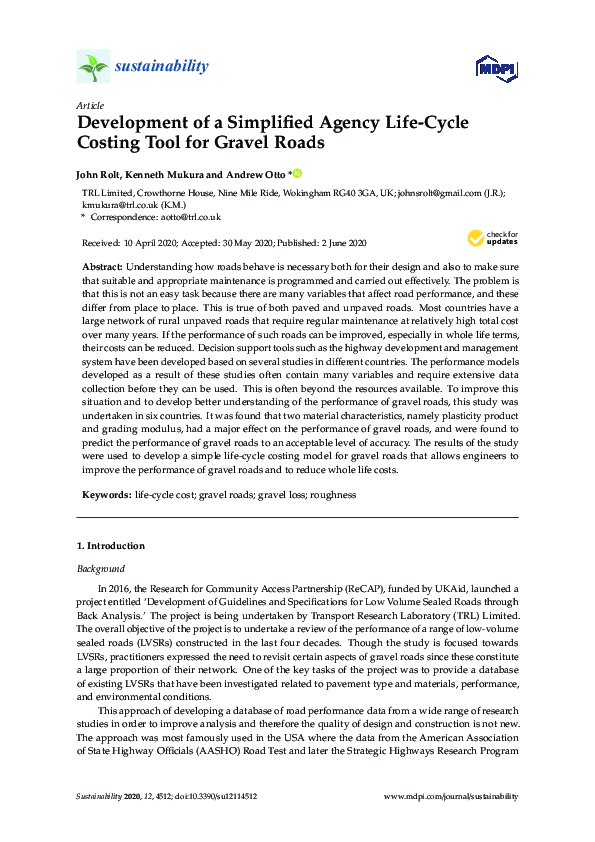 (PDF) Development of a Simplified Agency Life-Cycle Costing Tool for ...
