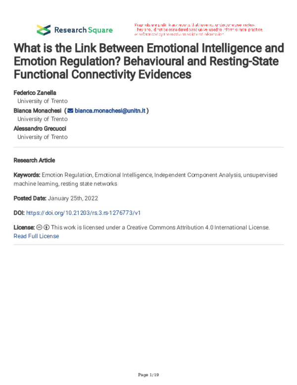 (PDF) What is the Link Between Emotional Intelligence and Emotion ...