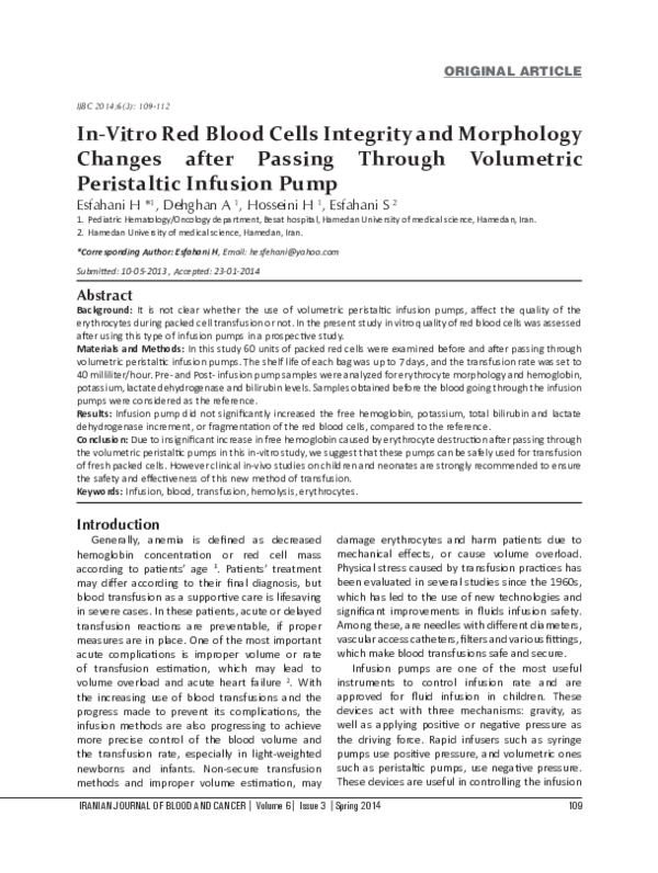 (PDF) In-Vitro Red Blood Cells Integrity and Morphology Changes after ...