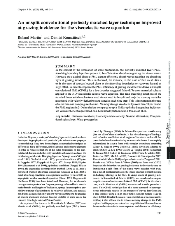 (PDF) An unsplit convolutional perfectly matched layer technique ...